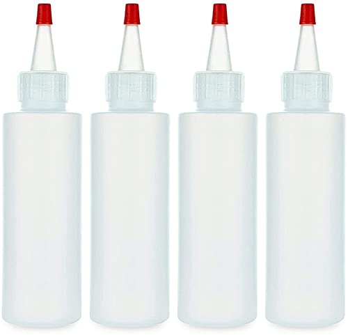 BRIGHTFROM Condiment Squeeze Bottles, 4 OZ Empty Squirt Bottle, Red Top Cap, Leak Proof - for Ketchup, Mustard, Syrup, Sauces, Dressing, Oil, Arts & Crafts, BPA FREE Plastic - 4 PACK