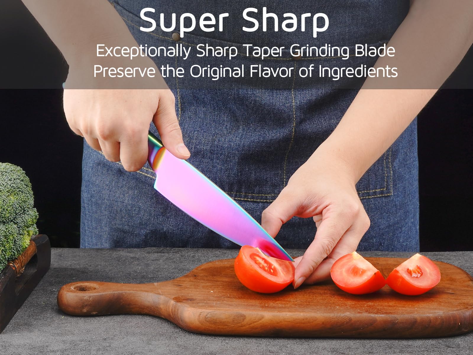 WELLSTAR Chef Knife, 6 Inch Kitchen Chef’s Knife Sharp High Carbon Stainless Steel Cooking Knife for Meat Sushi Vegetable Fruit Cutting Slicing Dicing, Useful Rainbow Kitchen Gadget