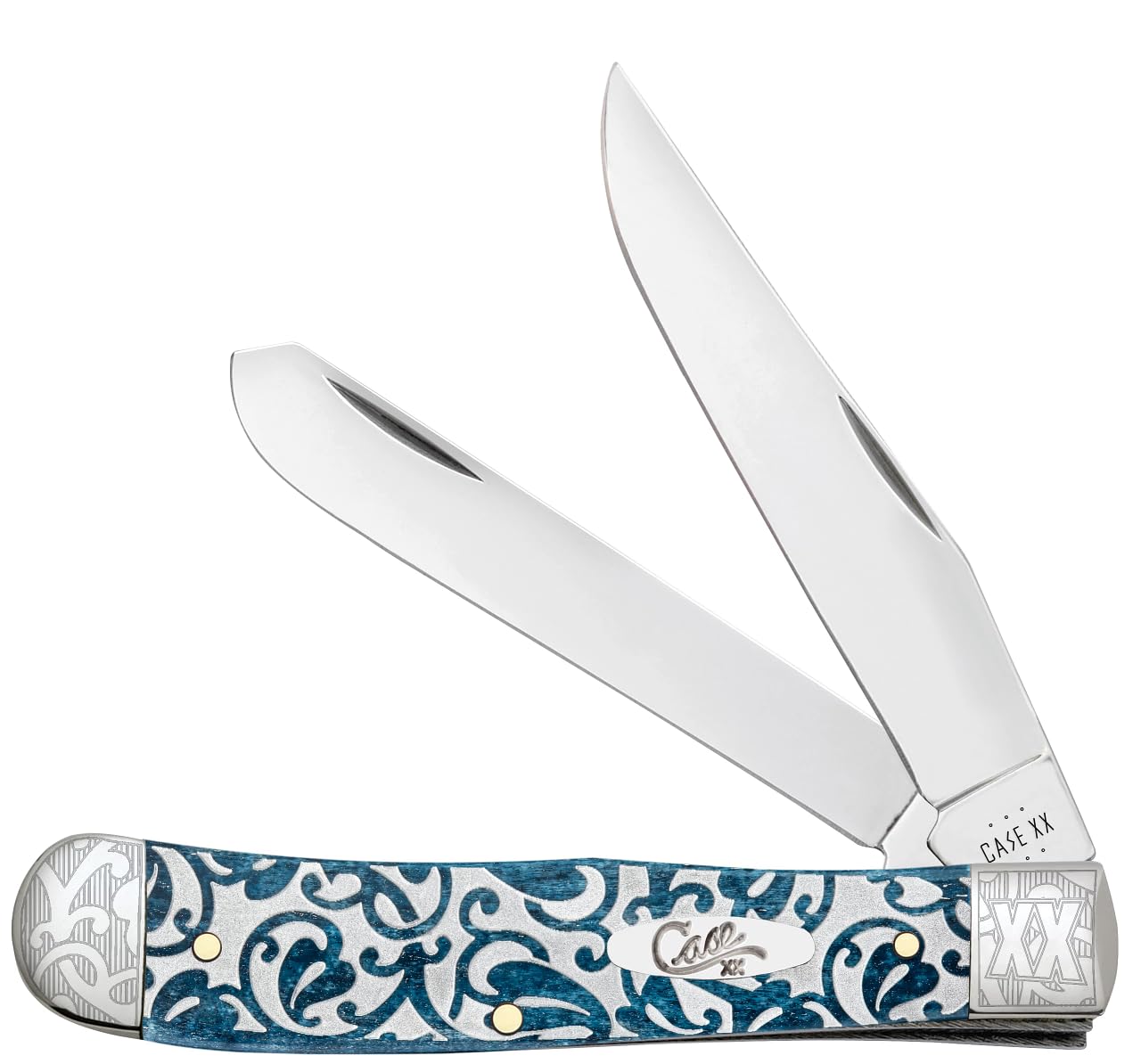 Case xx Knives Trapper Ivy Mediterranean Blue Bone 10750 Stainless Pocket Knife