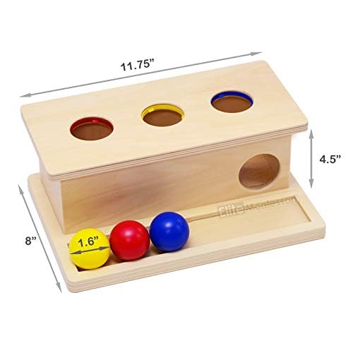 Elite Montessori Baby Object Permanence Ball Push Toddlers and Preschoolers Toy, 1 Year Old Up Baby Learning Material