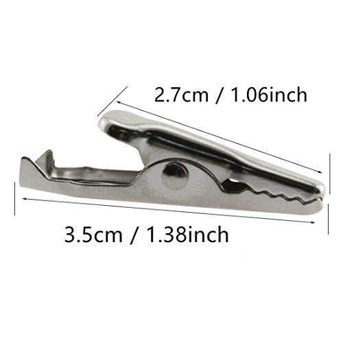 bnafes 27mm/1.06" Alligator Clips Test Crocodile Clamps Silver Tone - (30 Pcs)