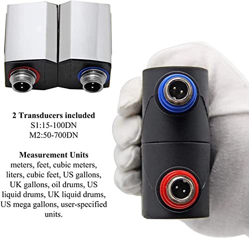 CGOLDENWALL TDS-100H Handheld Portable Ultrasonic Flow Meter Flowmeter Clamp on Sensor (DN15-700mm)