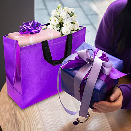 BLEWINDZ 18Pcs Large Gift Bags with Tissues for Presents - 13'' Reusable Non-Woven Gift Goodie Bags with Metallic Shiny - Party Favor Bags Tote Bags for Wedding, Birthday, Christmas