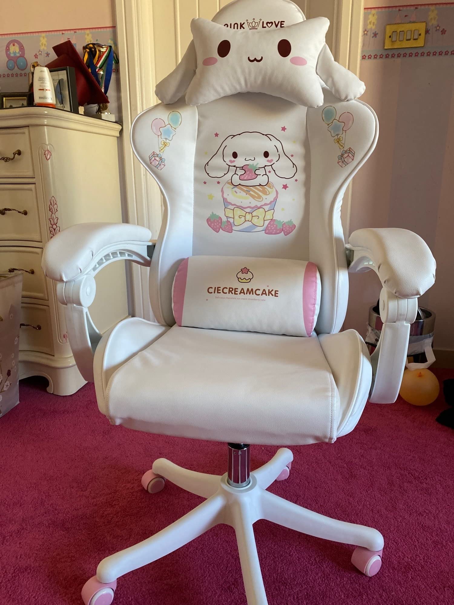 Gaming Chair Girls Cute Computer Armchair Office Home Lifting Adjustable Chair