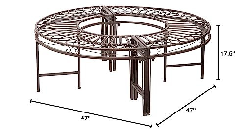 Design Toscano ZJ12063 Roundabout Circular Garden Tree Bench Seat, 47 Inch, Grey