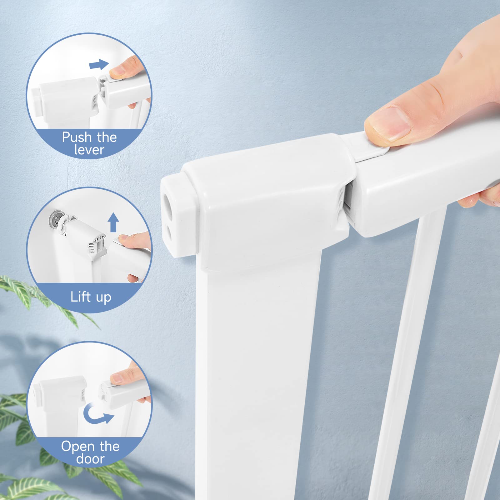 Baby Gate, Super Aide and Justable Baby Gate and Play Yard, Versatile Play Space, Extra Wide Pressure Mounted Dog Gate,Child Gate for Doorways Stairs and House,White. (80-83inch)
