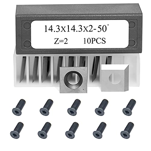 Carbide Inserts Cutters Knives 14.3mm Square Replacement 2 Cutting Edges for Cutech Tool Planer Jointer 40700H-CT 4700HC-CT 40100H-CT 40600H-80100-CT 40200H-CT 40600HC-80100-CT 40200HC-CT Head 10pc