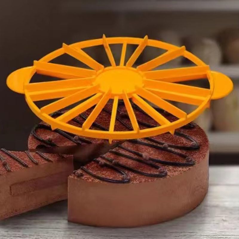 Cake Portion Marker, Cake Divider Round Cake Slice Pie Slicer Marker Round 10 or 12 Piece Cake Slice Marker Double Sided Cake Portion Marker Equal Portion Cutter Bread (Yellow, 126g (280))