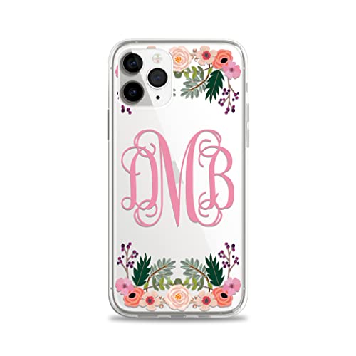 Case Charming Monogram Case for iPhone 14 Pro Max 13 mini 12 11 Xr Xs X 10s 10r 10 8 Plus 7 Se Personalized Custom Initials Clear Transparent See Through Rubber Cover
