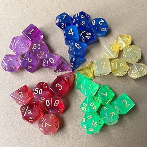 ZYM305 7PCS/LOT Acrylic Transparent Dice 5 Kinds Option Digital Dice Game Accessories Set Games Dice (Color : 4)