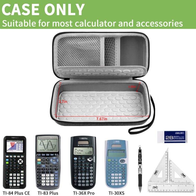 Case Compatible with Texas Instruments TI-84 Plus CE/TI-84 Plus/TI-83 Plus/TI-30XS / TI-36Pro Graphing Calculator, Scientific Calculators Box for Ruler, Rubber, Pencil and Other- Dark Grey