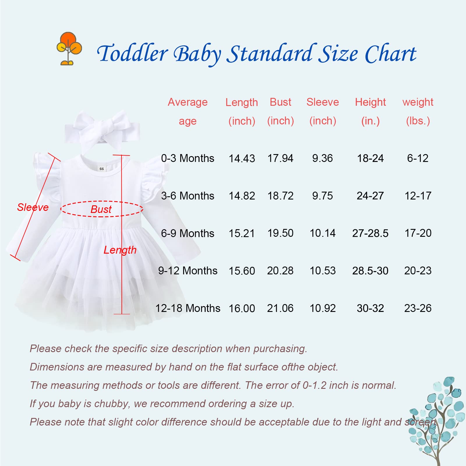 Baby Girl Clothes Infant Ruffle Sleeve Romper Dress Newborn Solid Tutu Skirt Sets Jumpsuit Headband Outfit (032B-White, 9-12 Months)