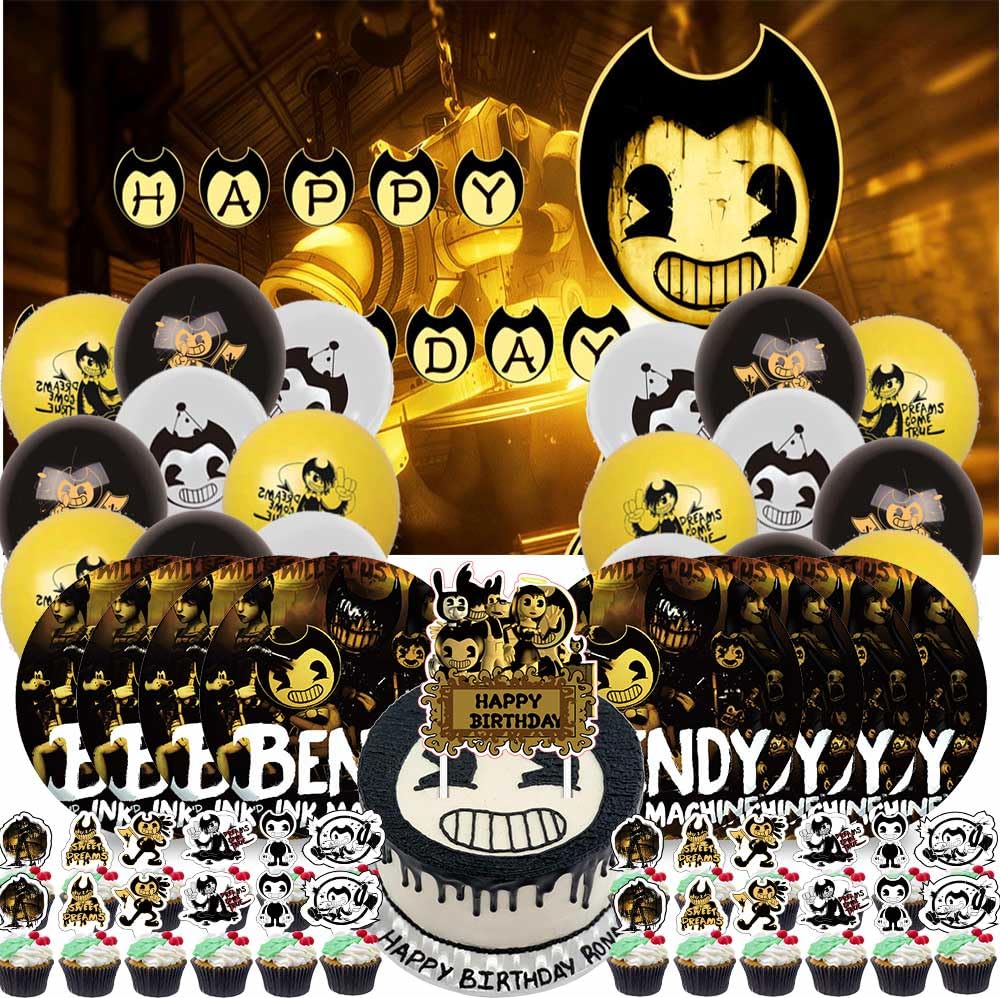Bendy And The Ink Machine Party Supplies Decorations Cake Topper Birthday Backdrop Background Decor
