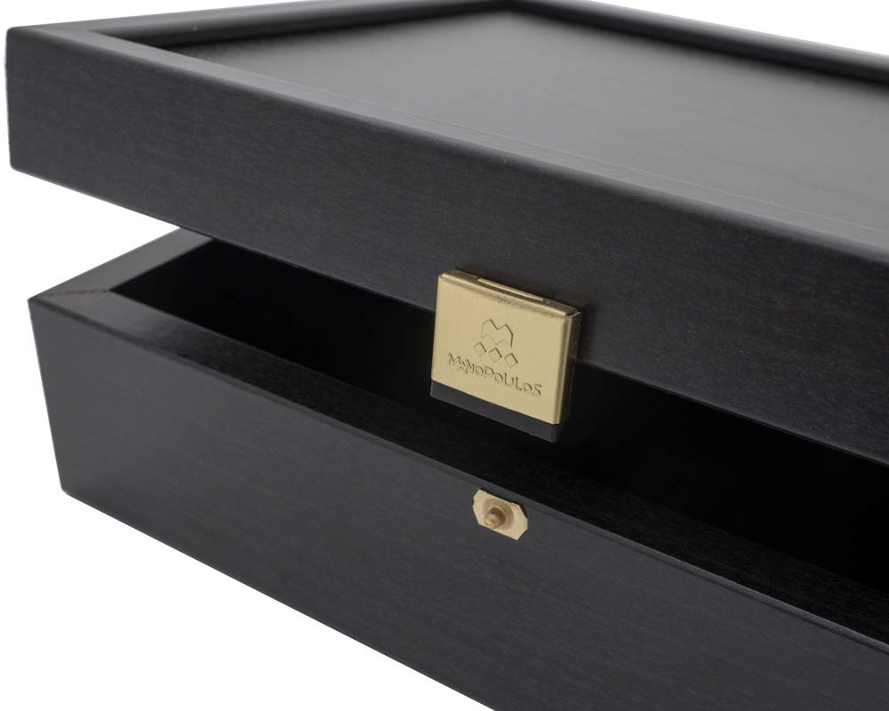 Handmade Wooden Storage Chess Box BLACK / Case for Standard Size Chess Pieces (32 pcs - up to 3,75" inch pieces - Chessmen Not Included)