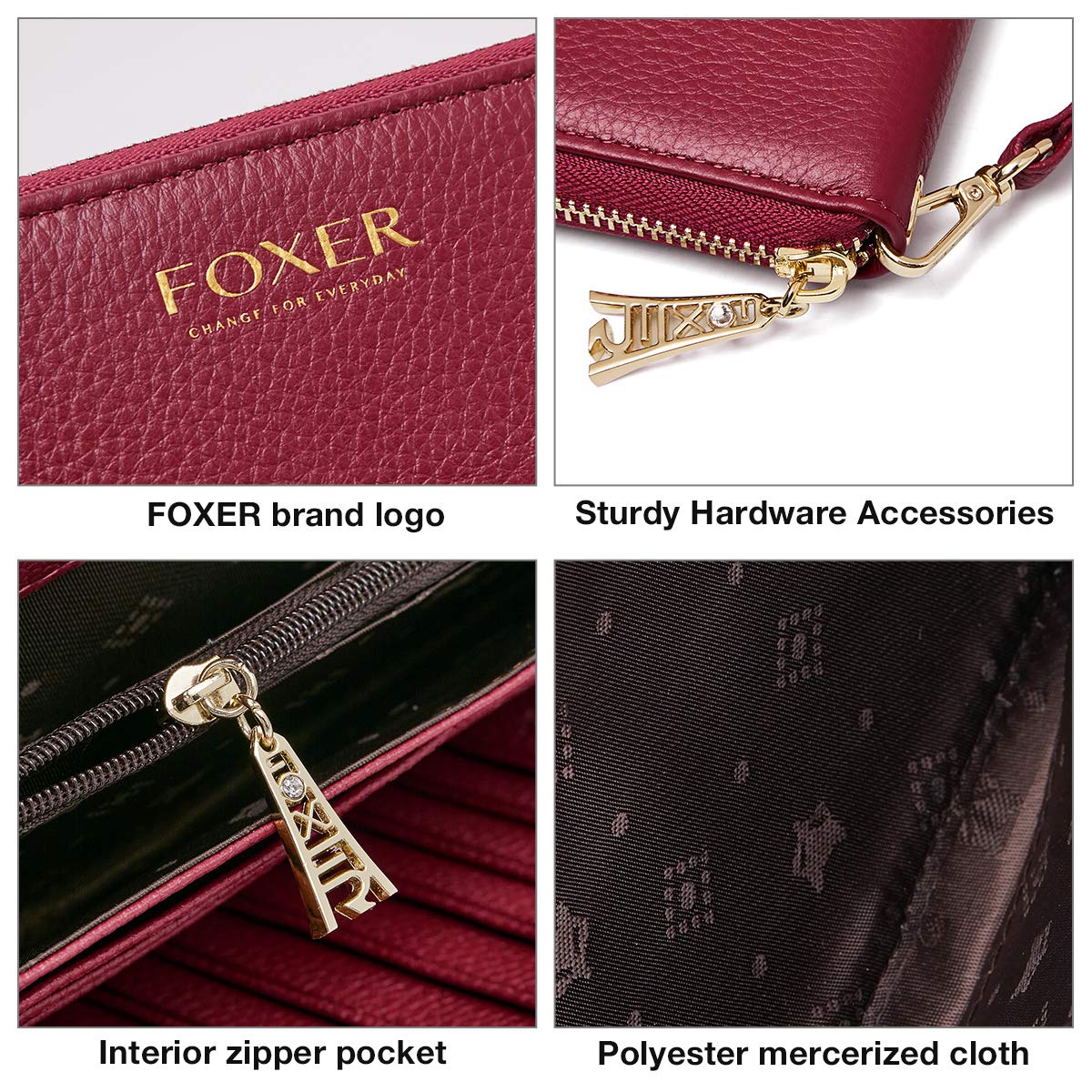 FOXLOVER Leather Zip Around Wallets for Women, Genuine Leather RFID Blocking Gift Box Packing 17 Card Slots Ladies Long Purses with Zipper Coin Pocket Women's Clutch Wallets with Wristband (Blue)