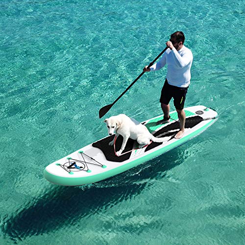 awesafe Inflatable Stand Up Paddle Board 10'x32''x6'' SUP with ISUP Accessories Backpack, Fin, Paddle, Double Action Pump, Leash, Waterproof Bag for Youth & Adult (Green)