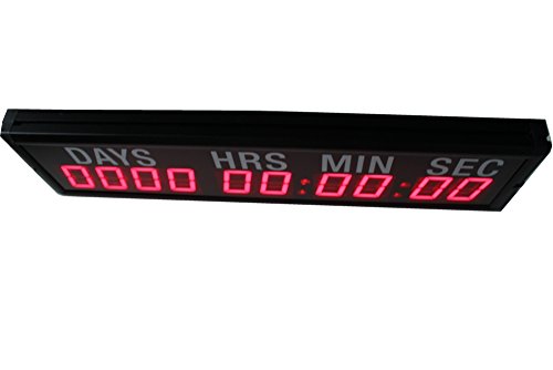 AZOOU 2.3-inch 10 Digits with Red Color LED Timer Countdown/up Wall Mounted Clock with Days Hours Mins Secs