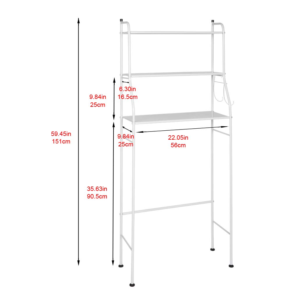 DESIGNSCAPE3D Premium 3-Tier Bathroom Storage Rack Over The Toilet Storage, Metal Frame, Increase Storage Space to Organize Your Bathroom, White