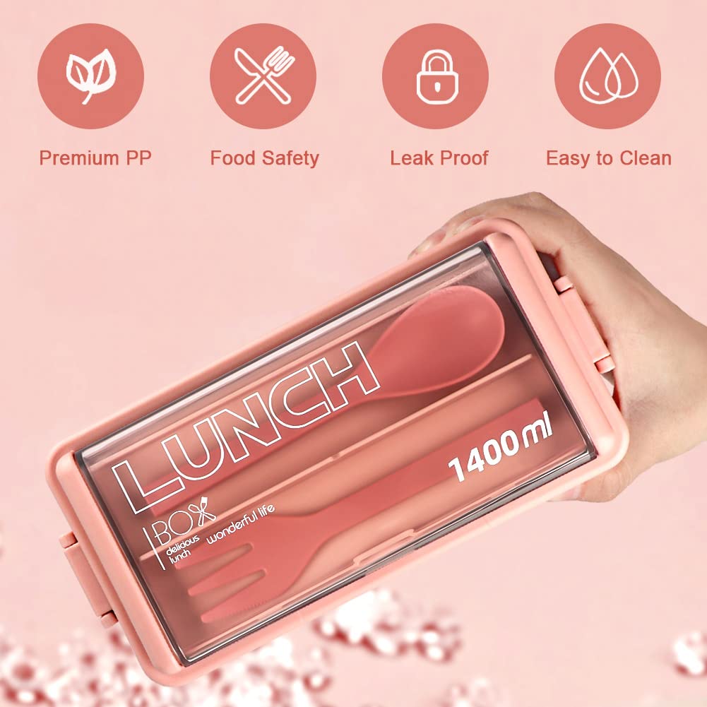 NatraProw Bento Box Adult Lunch Box, All-in-One Lunch Containers with Removable Compartments, 2 Layers Stackable Bento Lunch Box Leak Proof, Microwave Safe