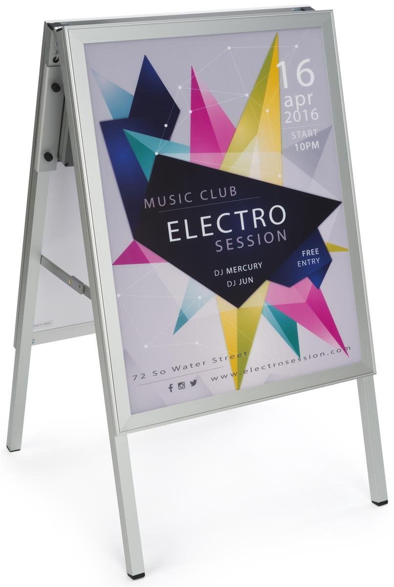 Displays2go Illuminated Sandwich Boards, Double Sided, Aluminum Construction, PVC Lens β Silver Finish (LEDABRD28)