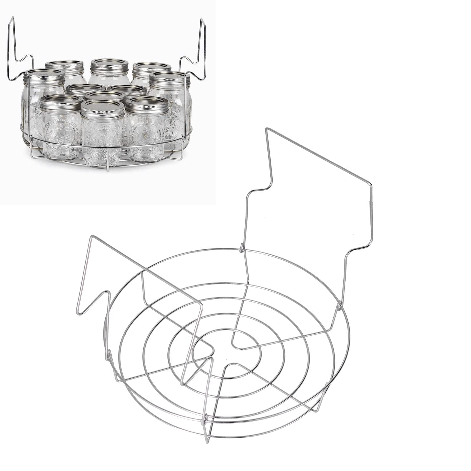 HERCHR Canning Rack, Stainless Steel Canning Rack with Handles for Regular Wide Mouth Mason Jars, 27.5cm