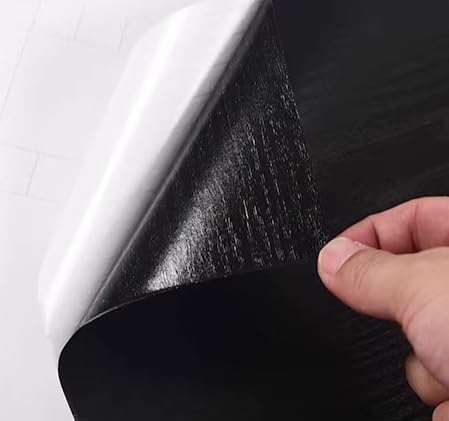 DESOMINOR 32FT Black Border Peel &Stick Black Wood Grain Wallpaper Border Removable Waterproof Bathroom Mirror Frame Sticker,3.94 Inches by 32.8 Ft