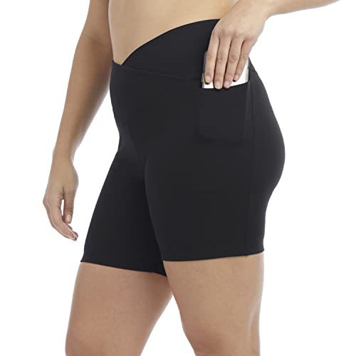 Danskin Women's 2 Pack Bike Shorts 7" and 9", Black/Black, Large