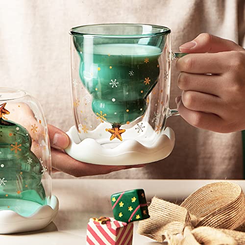 Binoster Cute Mugs Christmas Coffee Mug, Tea Cup, Milk Cup Glasses Double Wall Insulated Glasses Espresso Cup, Best Christmas for Women,Men,Kid, Office and Personal
