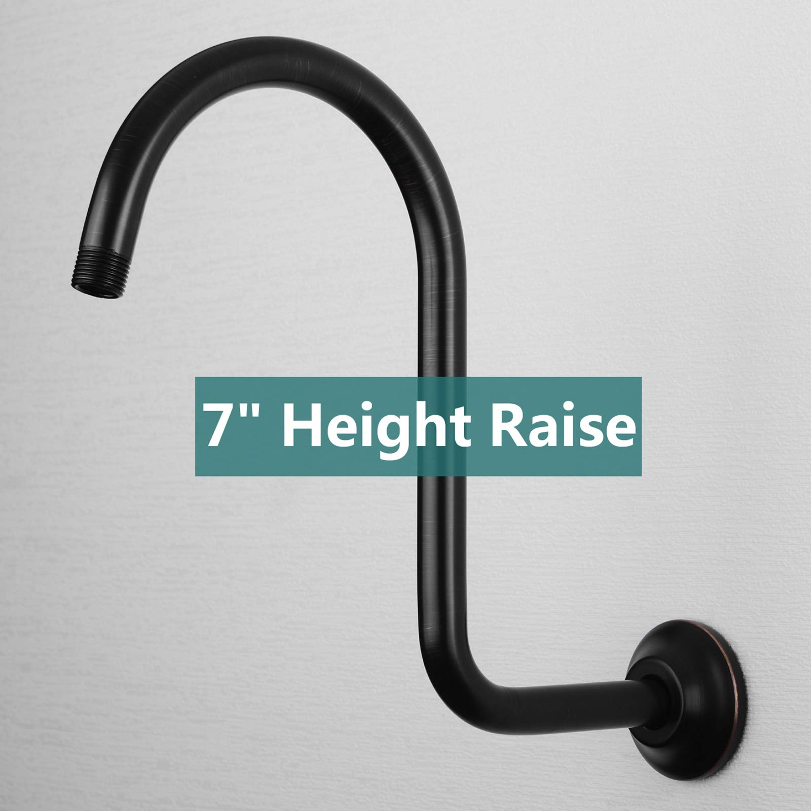 BESTILL 13 Inch S Shape Shower Head High Rise Extension Shower Arm and Flange, Oil Rubbed Bronze