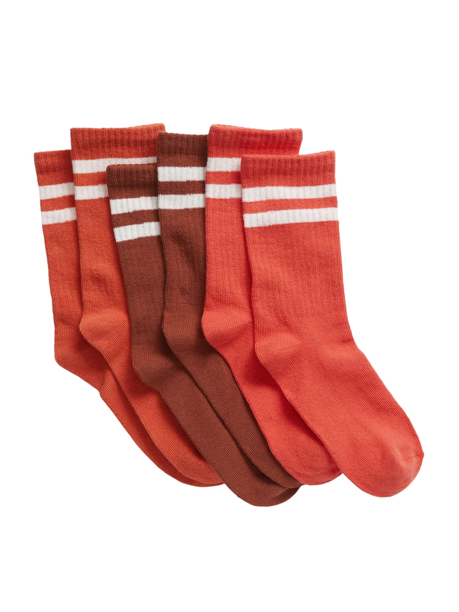 GAP Boys Crew Socks, Multi-Pack Kids Socks, Soft & Stretchy, Comfortable, Orange Stripe, Medium