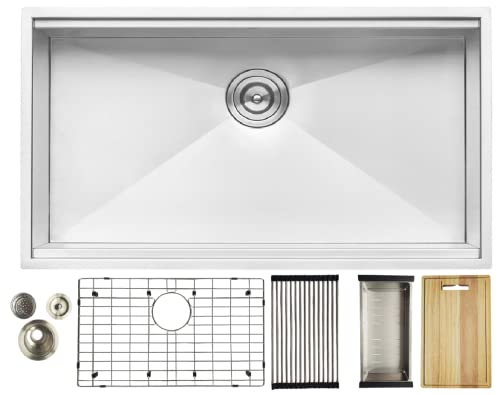 BlueBay Workstation Stainless Steel 28'' undermount Sink with 5 Gourmet Accessories