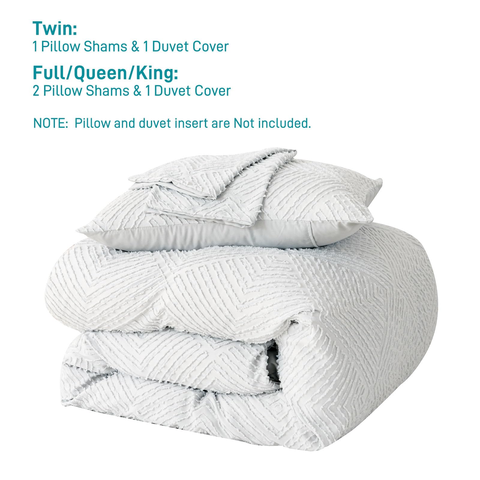 Breathable & Soft King Duvet Cover Set with Zipper-Grey Striped Textured 3 Pieces Bed Comforter Cover Set-Lightweight Tufted Set with 2 Pillow Shams