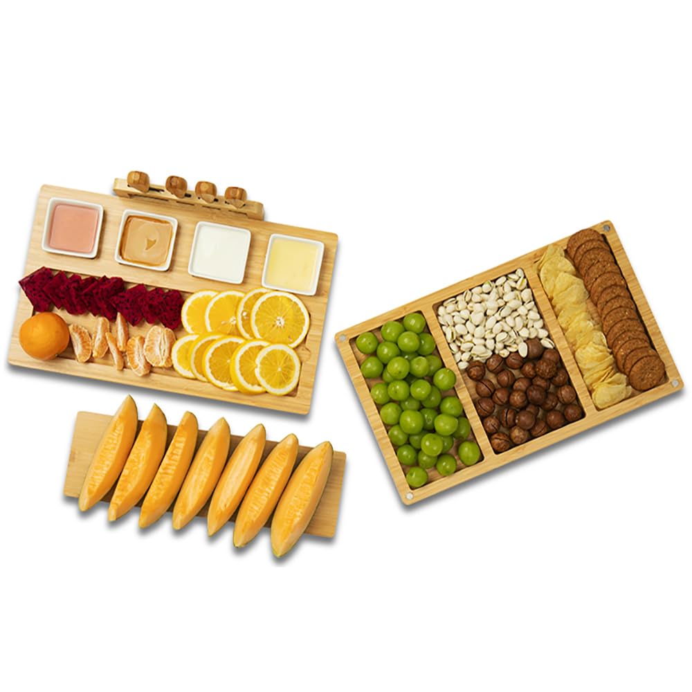 Charcuterie Board Cheese Boards Gift Set with Stainless Steel Knives, Slates and Bowls. Housewarming Gift, Wedding Gift for Couple, Bridal Shower Aperitif Board