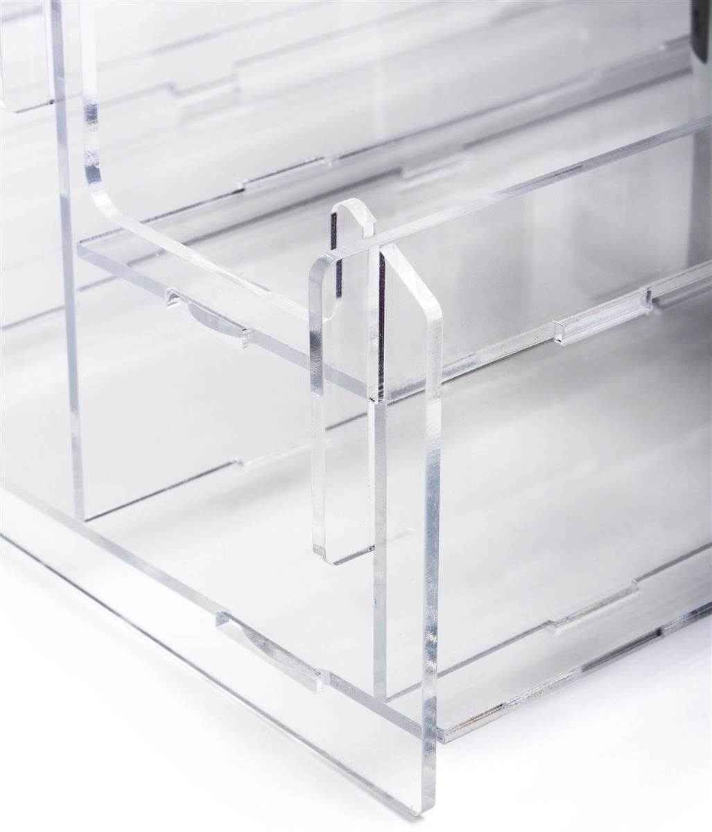 Displays2go Tiered Acrylic Step Riser Display with Four Rectangular Platforms – Clear (KDSTRISER)