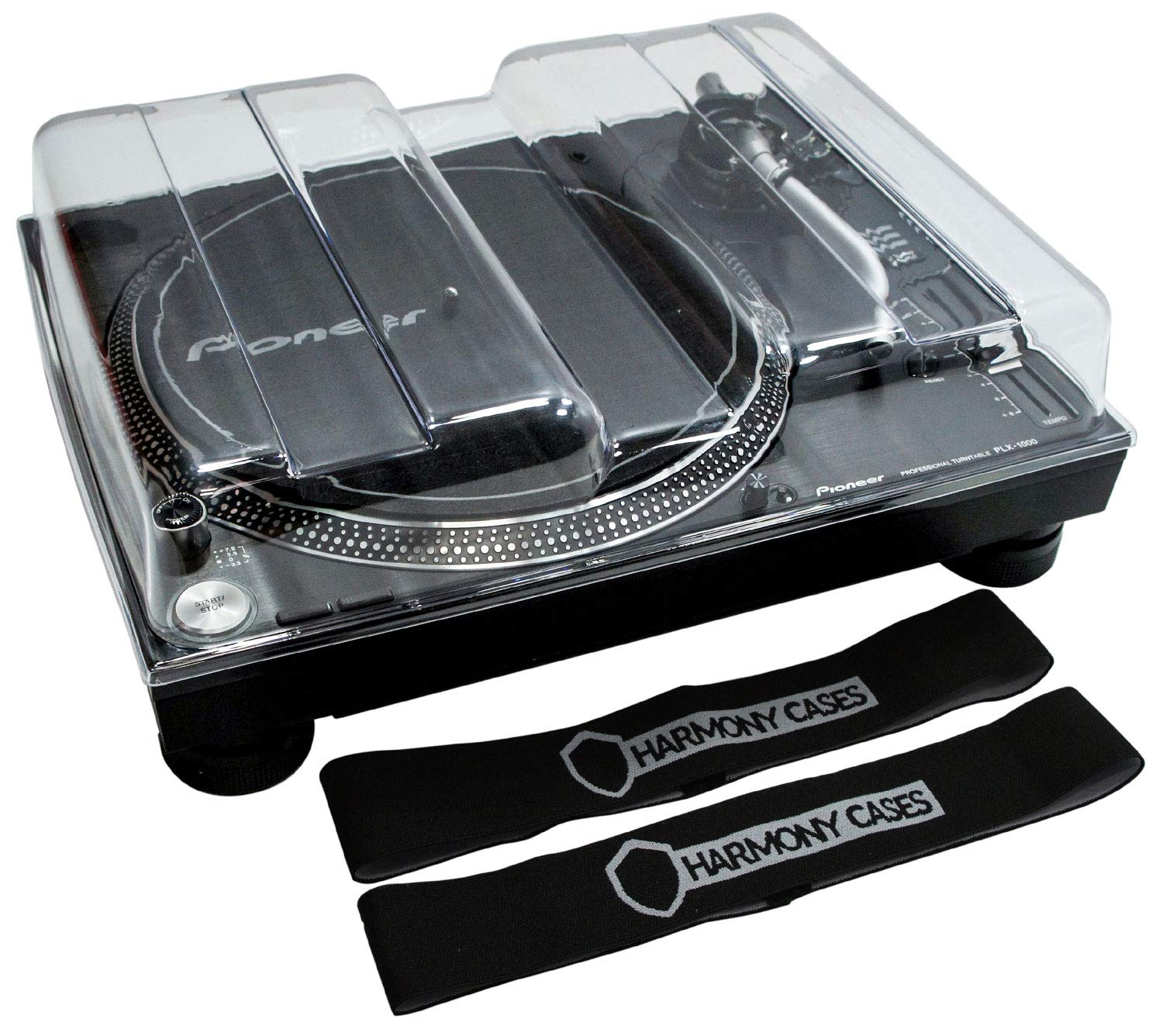 Harmony Audio Cases HC-DC3 Protective DJ Gear Saver Polycarbonate Hard Plastic Dust Cover Case Compatible with Pioneer PLX-1000 Turntable Deck (Includes Stretch Bands)