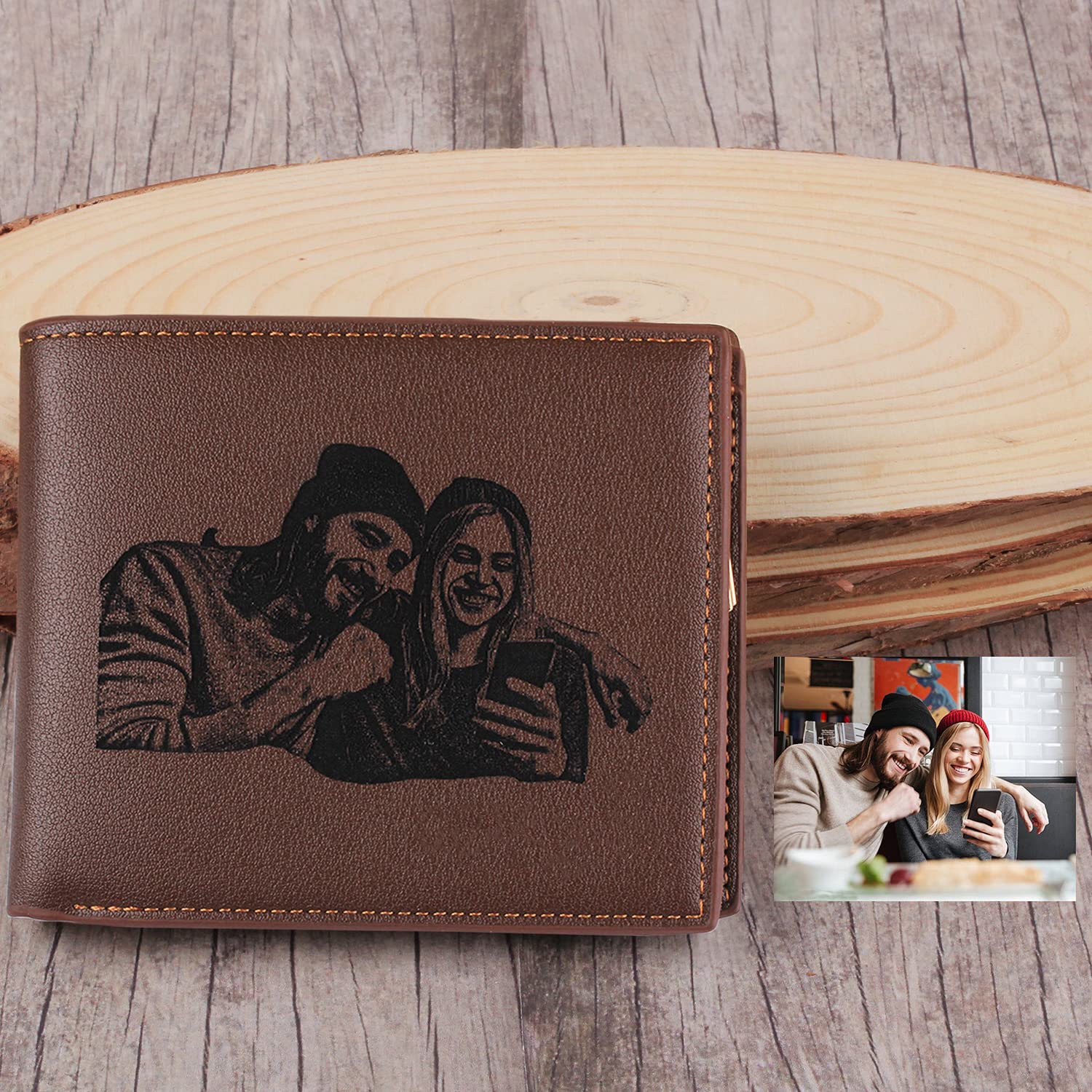 awofer Personalized Mens Wallet, Custom Photo Wallet for Men, Perfect Mens Gift, Boyfriend Gift, Father's Day Gift, Groomsmen Gift, Son Gift