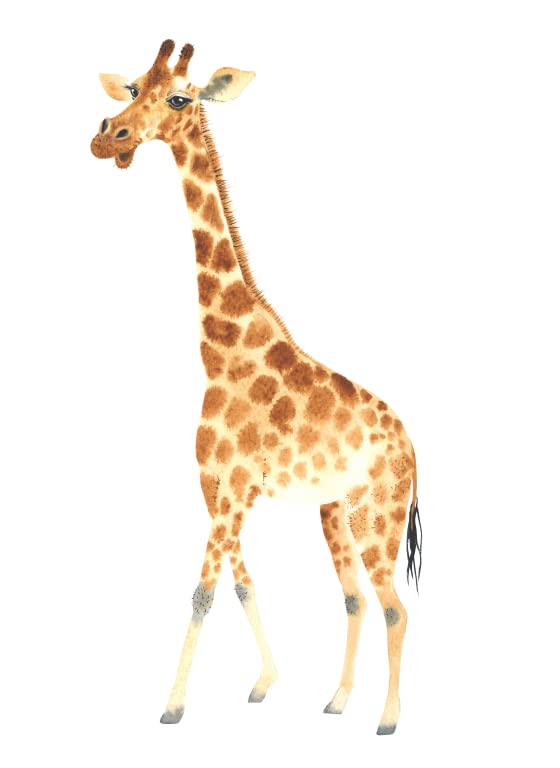 Giraffe Wall Decals Peel and Stick, Watercolor Giraffe Wall Sticker for Nursery Baby Decor, Giraffe Wallpaper