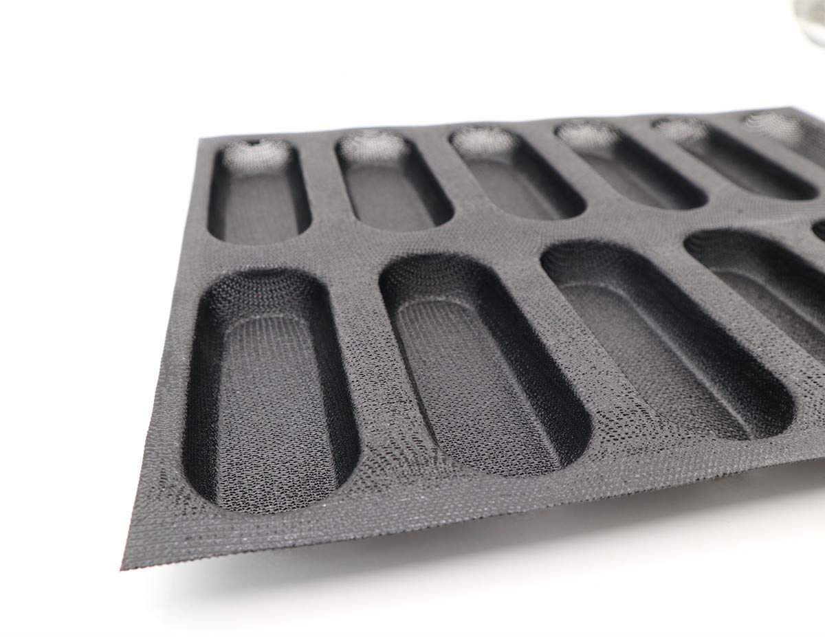 Bluedrop Silicone Hot Dog Bread Forms Mini Baby Sandwich Baking Molds Food grade Perforated Eclair Sheets for Home Oven