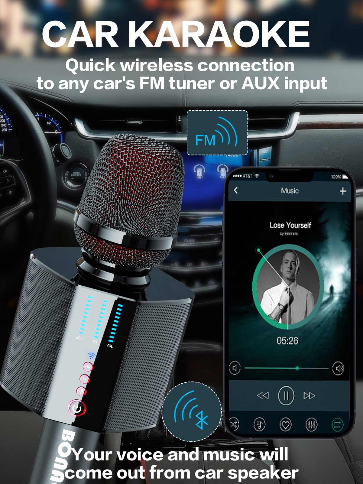 BONAOK Bluetooth Wireless Karaoke Microphone, Portable Karaoke Machine Mic & Speaker System for Smartphone Wireless Recording/Live Streaming/Indoor/Outdoor/Party/Car G50 PRO