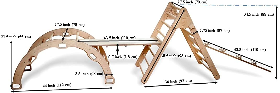 Kidodido Climbing Set | Triangle & Arch & Two Ramp Full Set | Montessori Climbing Jungle Set | Climbing Triangle & Arch Set with Two Ramp | Climbing Set for Children's Rooms | Indoor Playground