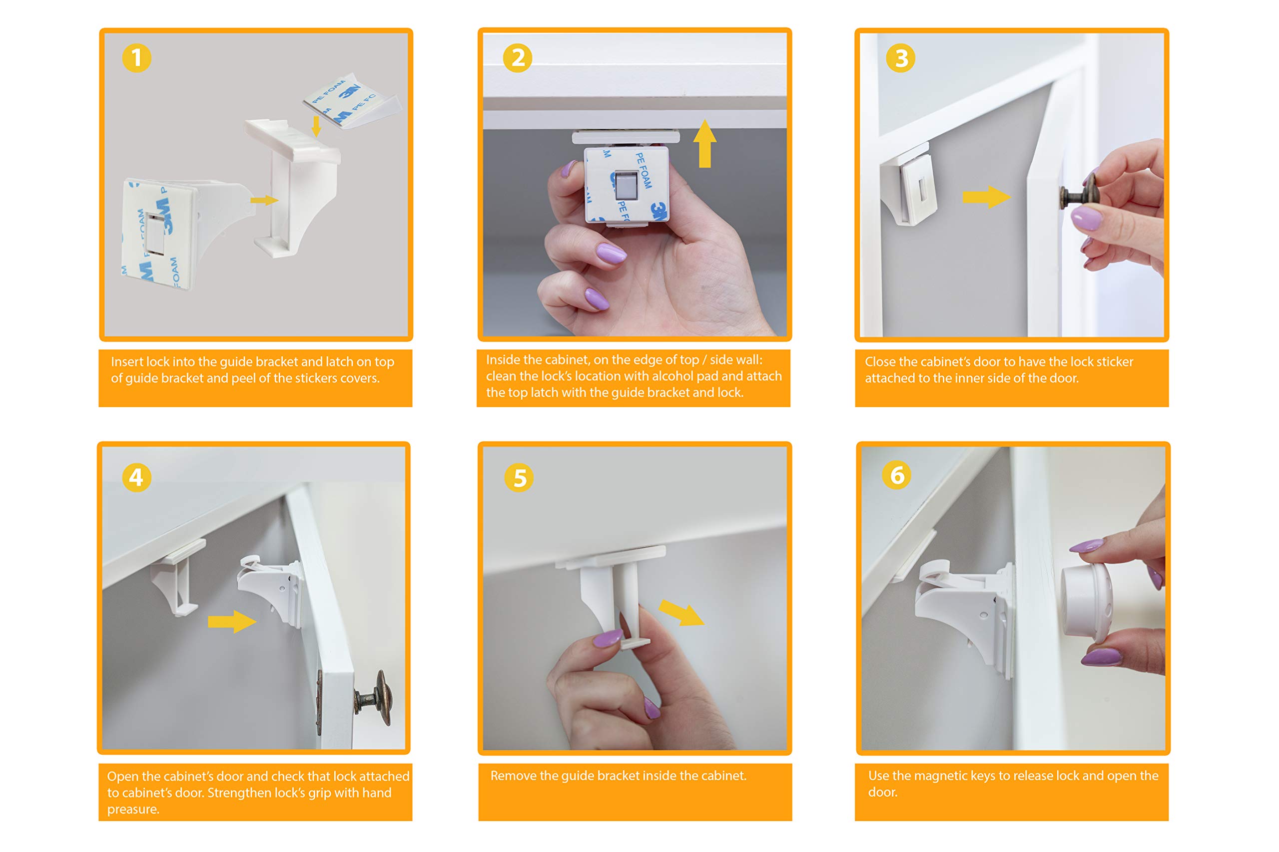 Baby Proofing, Magnetic Cabinet Locks Child Safety 3 Keys β 12 Pack Cabinet Locks for Babies Cupboards & Drawers Latches Adhesive Easy Installation by Babydil