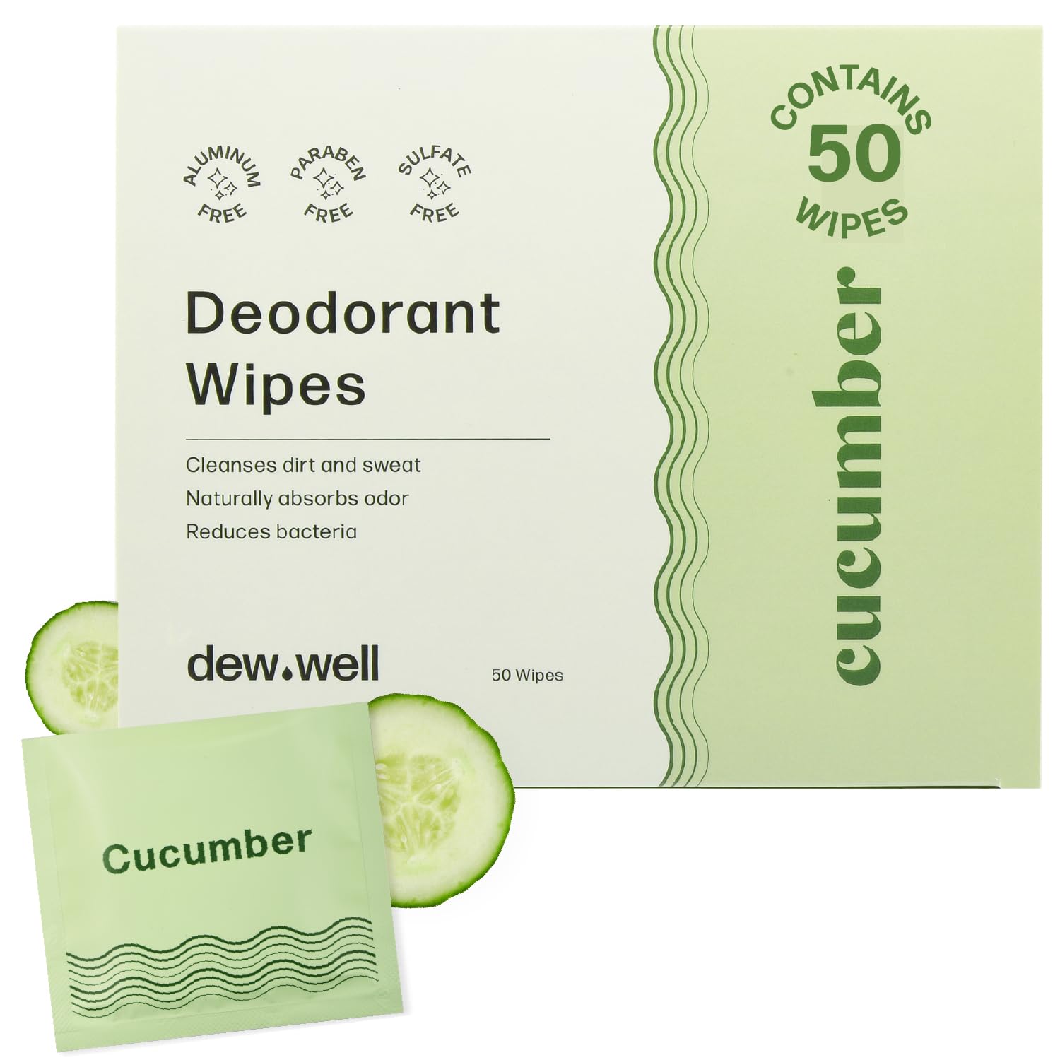 Dew Well - Deodorant Wipes - A Fresh Start When You’re On the Go - Aluminum, Paraben, and Sulfate Free - Rose Scent - 50 Individually Wrapped Wipes