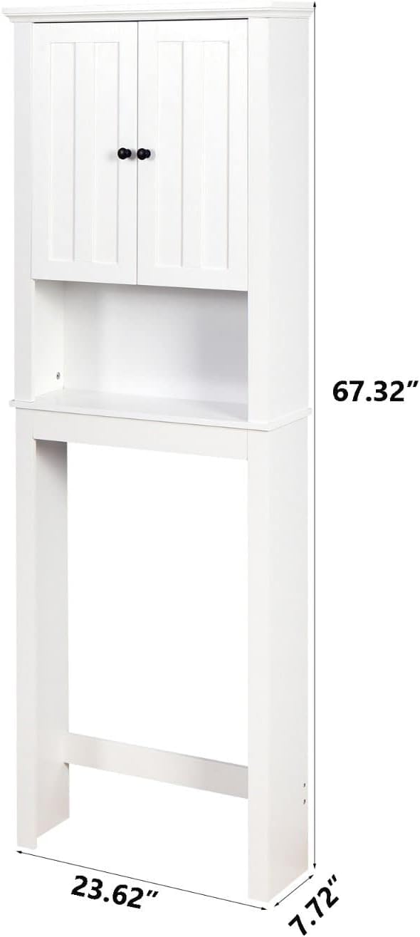 BAIVAKON Over-The-Toilet Space Saver Cabinet,Freestanding Tall Slim Bathroom Organizer Cabinet with Adjustable Shelf