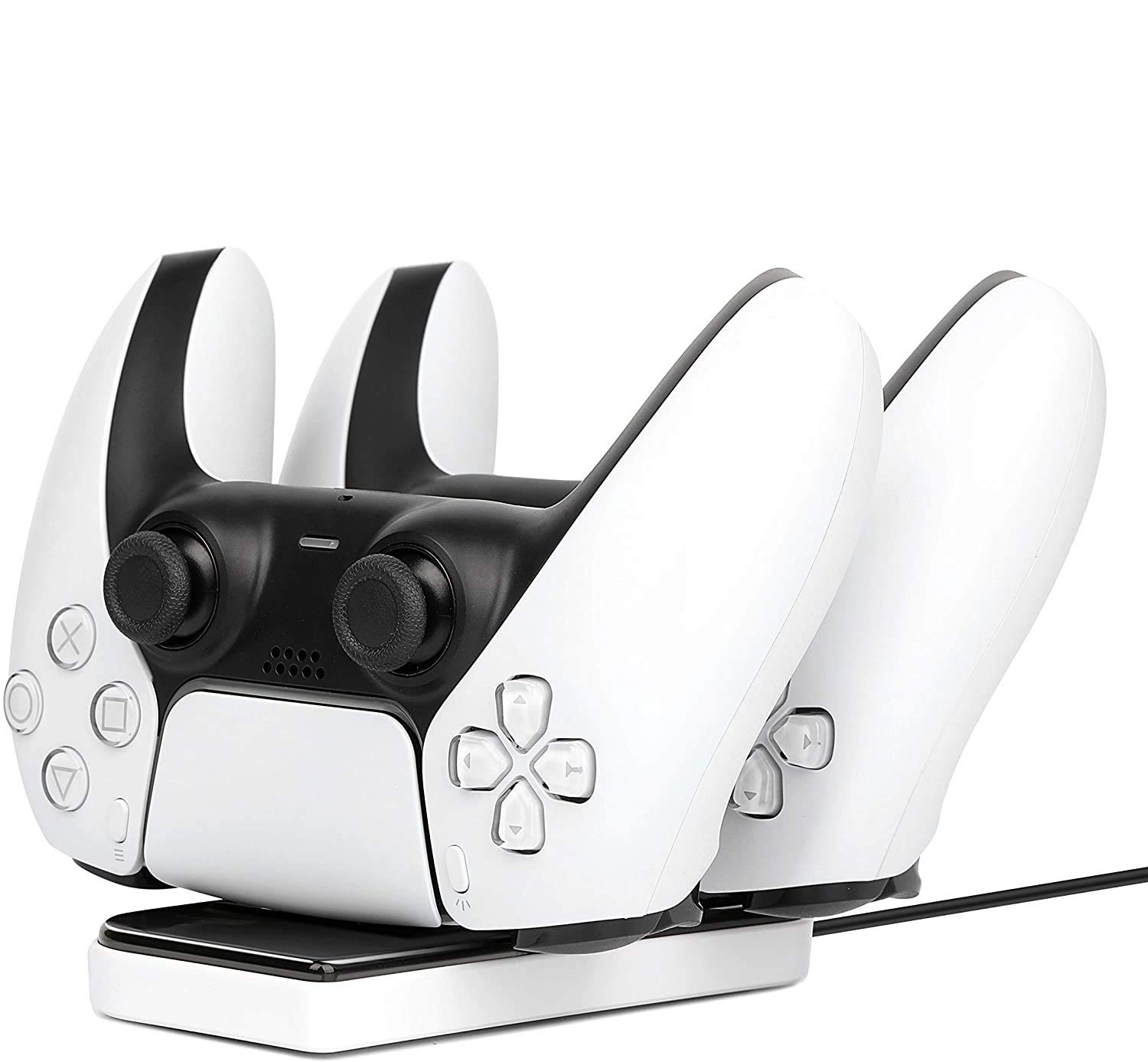 Arector PS5 Controller Charger Compatible for Playstation 5 Controller, Newest Version USB Charger Charging Docking Station Stand -White