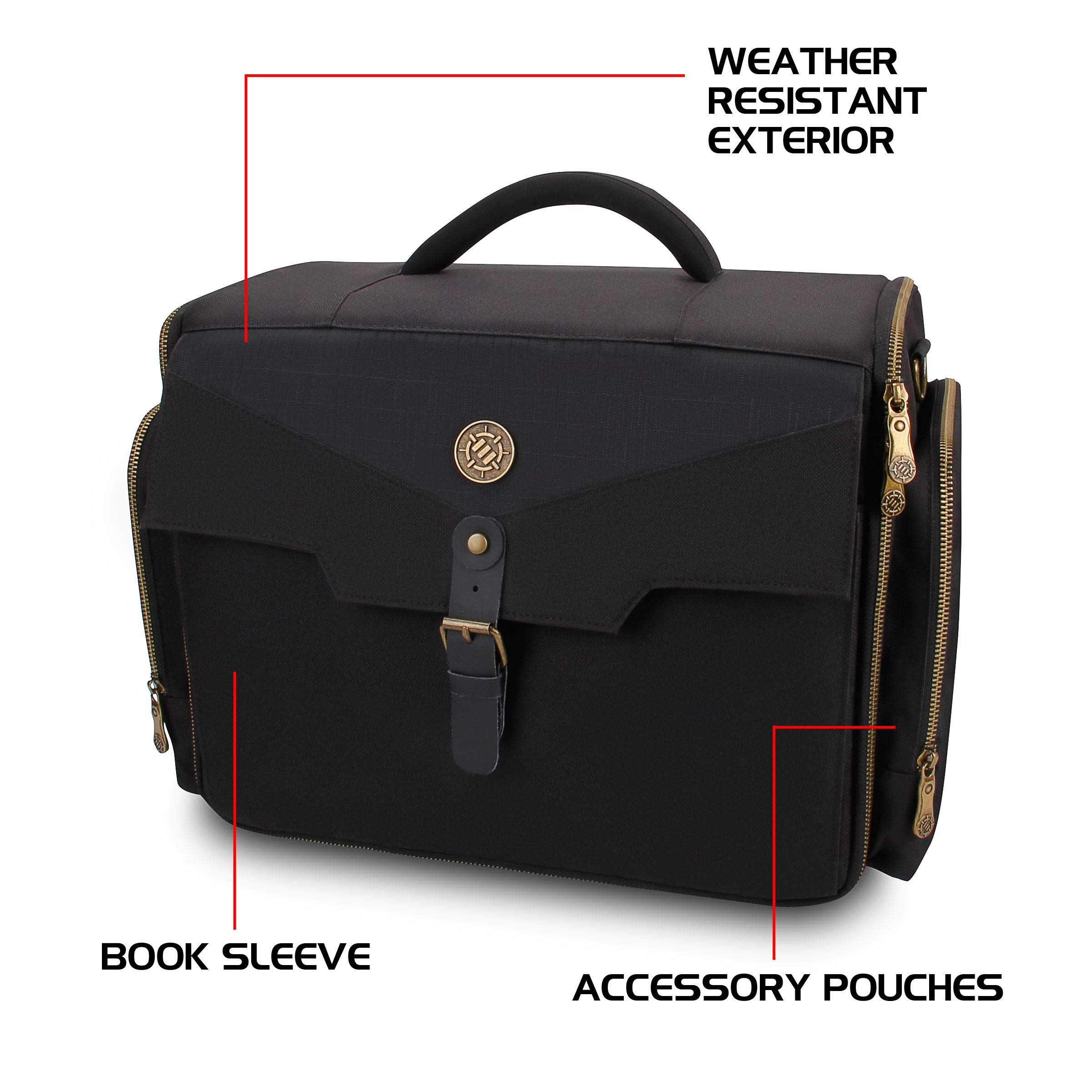ENHANCE Portable Miniature Figure Storage & Carrying Case - 4 Foam Layers fits 108 Infantry Minis & Pick & Pluck for Large Figures - Book Sleeve & 2 Accessory Pockets for Measuring Tape, Dice & More