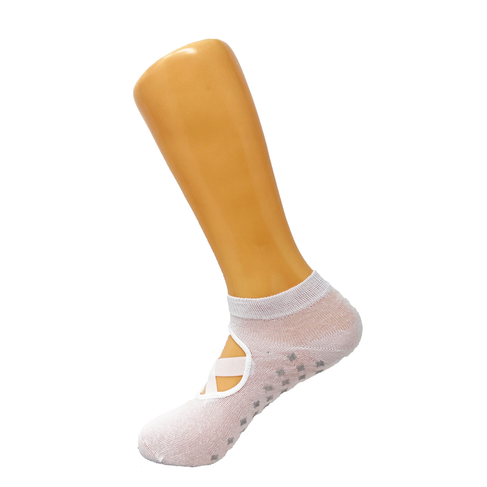 AWS/American Made White Pilates Yoga Socks with Grips for Women 3 Pairs Non-Slip Ideal for Barre Ballet Dance Workouts