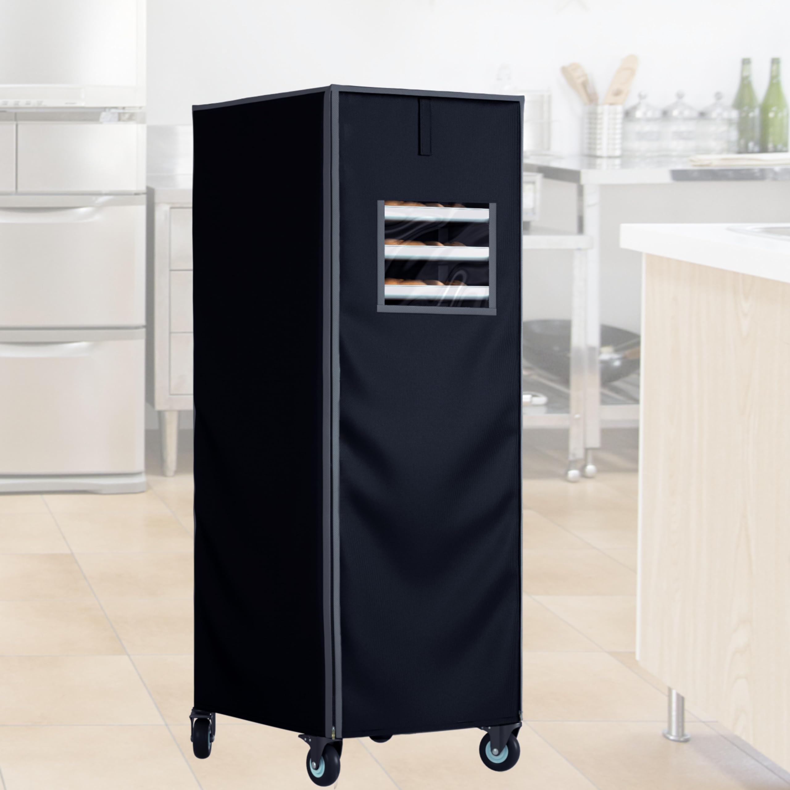 Bakery Rack Cover with Zipper, 20tier Sheet Pan Rack/Bun Pan Rack Cover with Vents, Bread Rack Cover ,23"X28"X64" High Density Waterproof and Dustproof Bread Rack