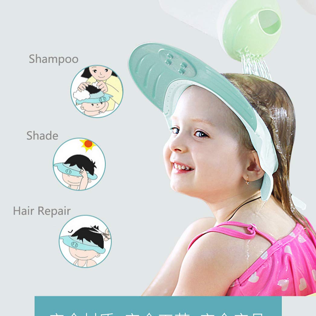 Baby Silicone Shower Cap Bathing Hat, Adjustable Shower Cap Kids, Infants Soft Protection Funny Safety Visor Cap for Toddler Children, Adjustable Sticker, Comfortable, Soft, Safe, Waterproof (Yellow)