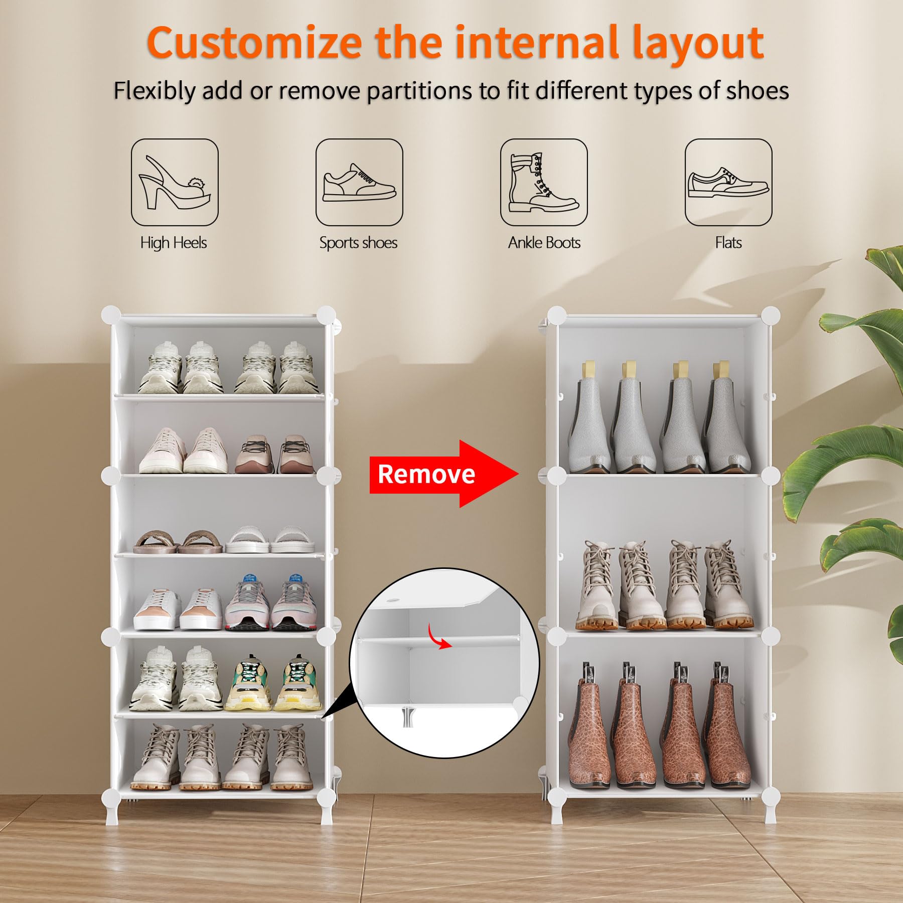 AWTATOS Shoe Rack, 4 Tier Shoe Storage Cabinet with Door, 16 Pair Shoe Organizer Shelves for Closet Hallway Bedroom Entryway, White