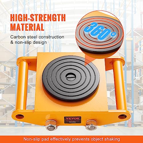 BestEquip Machinery Mover 13200LB Capacity Machinery Skate 4 Wheels Dolly Skate Roller with 360 Degree Rotation Cap (13200LB Capacity)